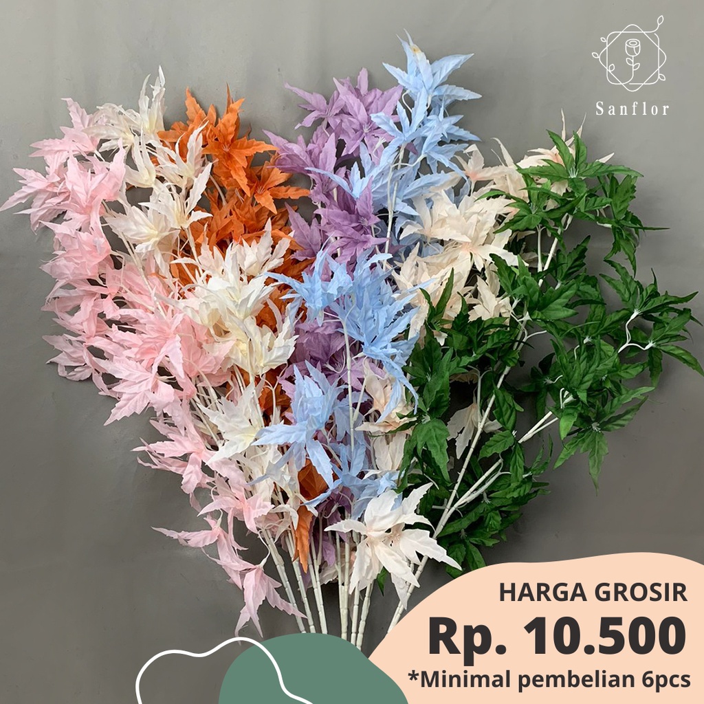Jual Daun Maple Tangkai Panjang Artificial Palsu Dekorasi Pernikahan ...