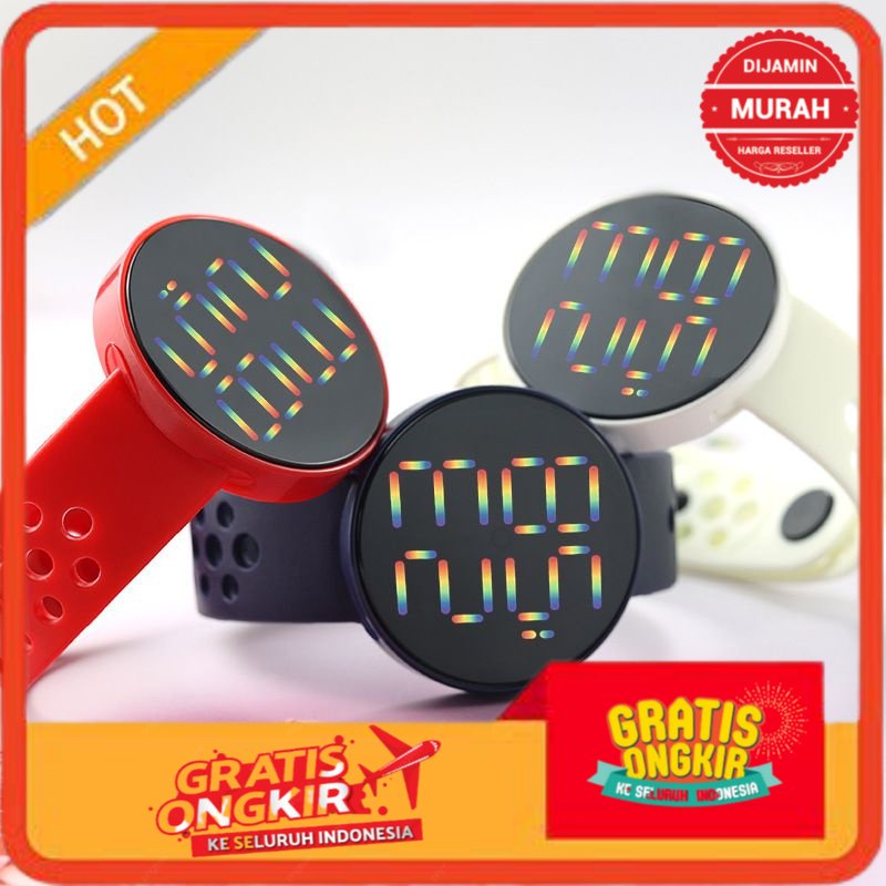Jual Jam Tangan LED BULAT Digital Pria Wanita Rubber Electronic Fashion ...