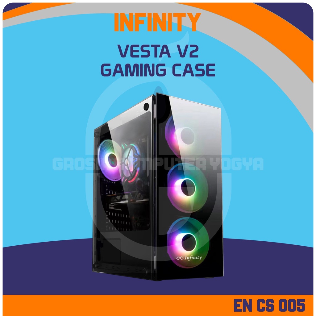 Jual Infinity Vesta V2 Tempered Glass ATX Mid Tower Gaming Case Casing ...