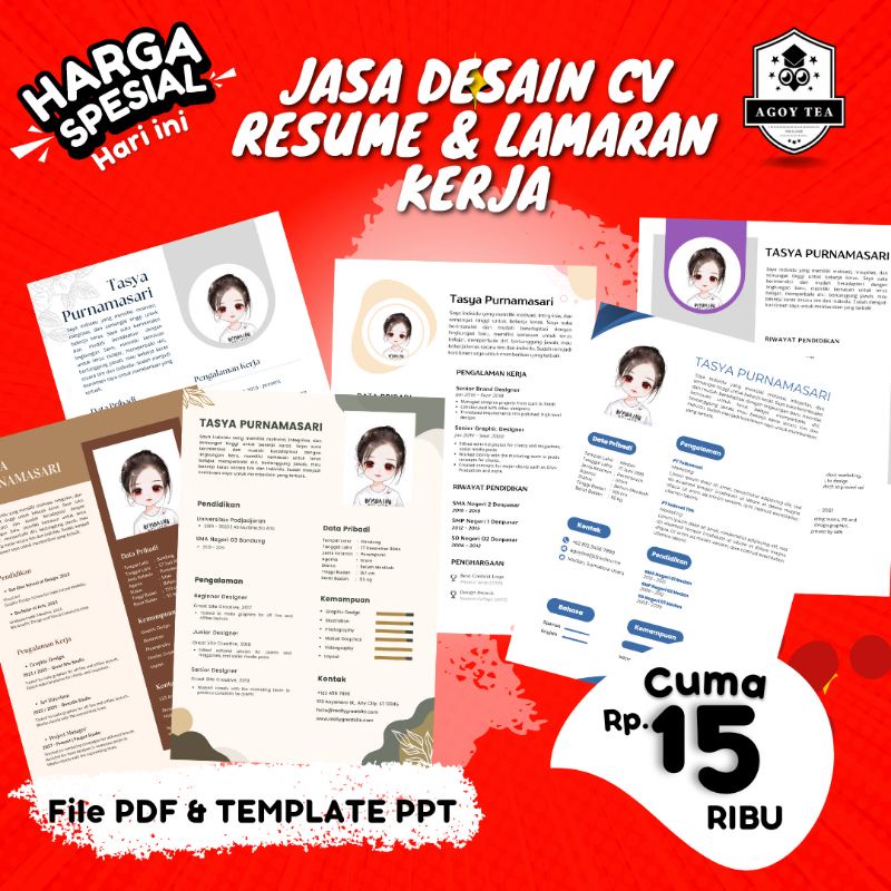 Jual Murah dan Cepat / Bikin Desain CV plus Lamaran Kerja Professional ...