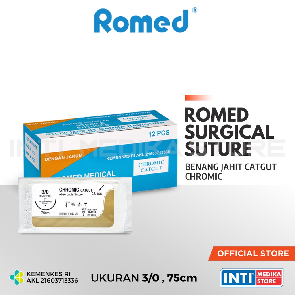 Jual REMEDI - Benang Jahit Catgut CHROMIC 2/0 3/0 | Romed Surgical ...