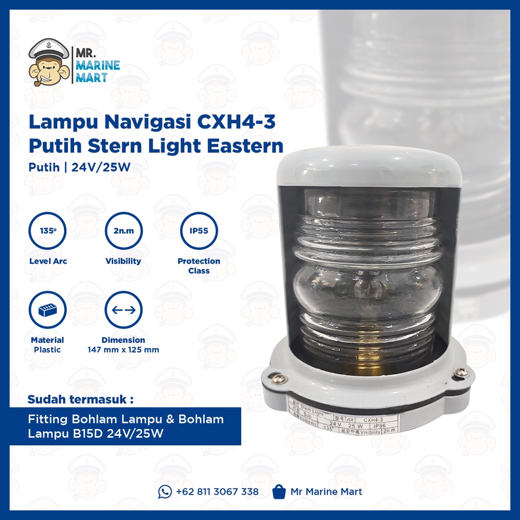 Jual Lampu Navigasi Kapal 3 inch Aluminium White Stern light 24V 25W ...