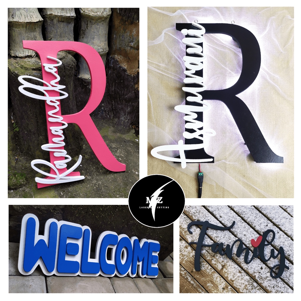 Jual CUSTOM TULISAN NAMA KAYU TIMBUL MURAH/Huruf Timbul + LED/LOGO ...