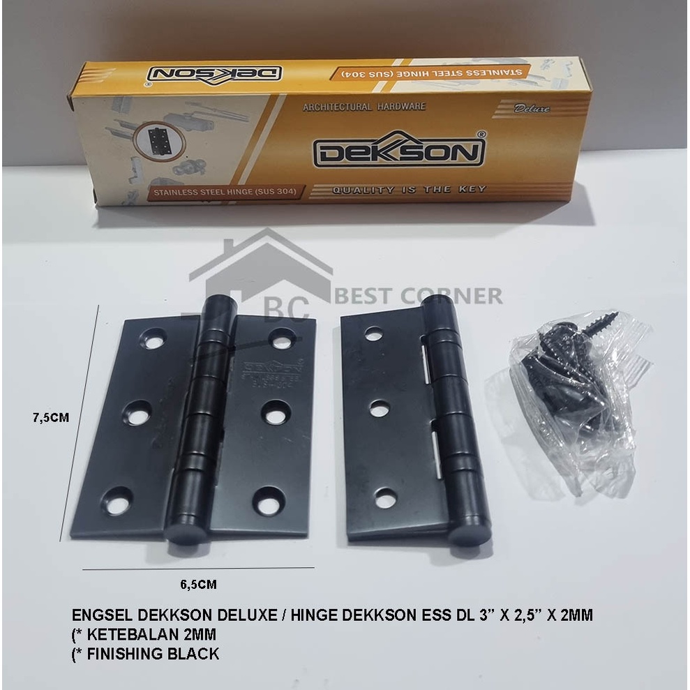 Jual ENGSEL DEKKSON / HINGES DELUXE 3 INCH x 2,5 INCH Tebal 2mm HITAM ...
