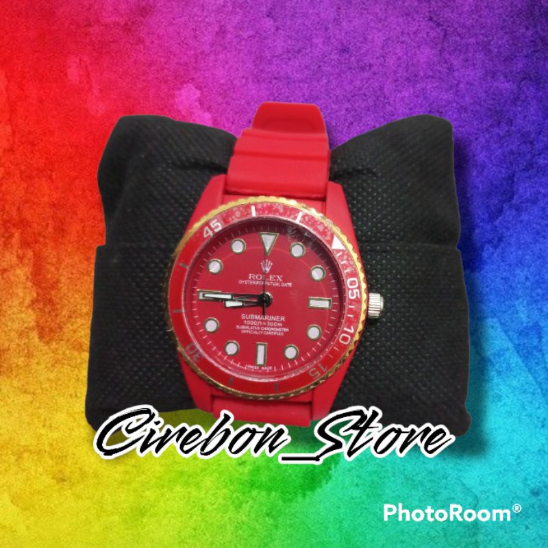 Jual Jam tanagan Viral !! merek rolex tali strap karet lentur bisa ...