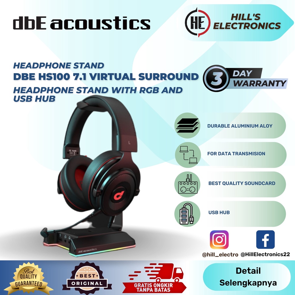 Jual dbE HS100 7.1 Virtual Surround Headphone Stand with RGB and USB ...