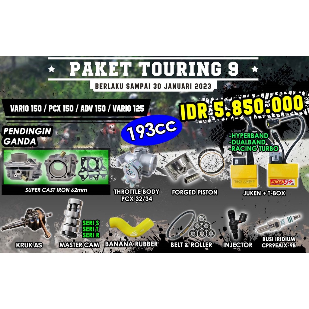 Jual ( VARIO 150/PCX 150/ADV 150/VARIO 125) PAKET BORE UP BRT 8 BLOK CAST IRON 62MM MASTER CAM ...