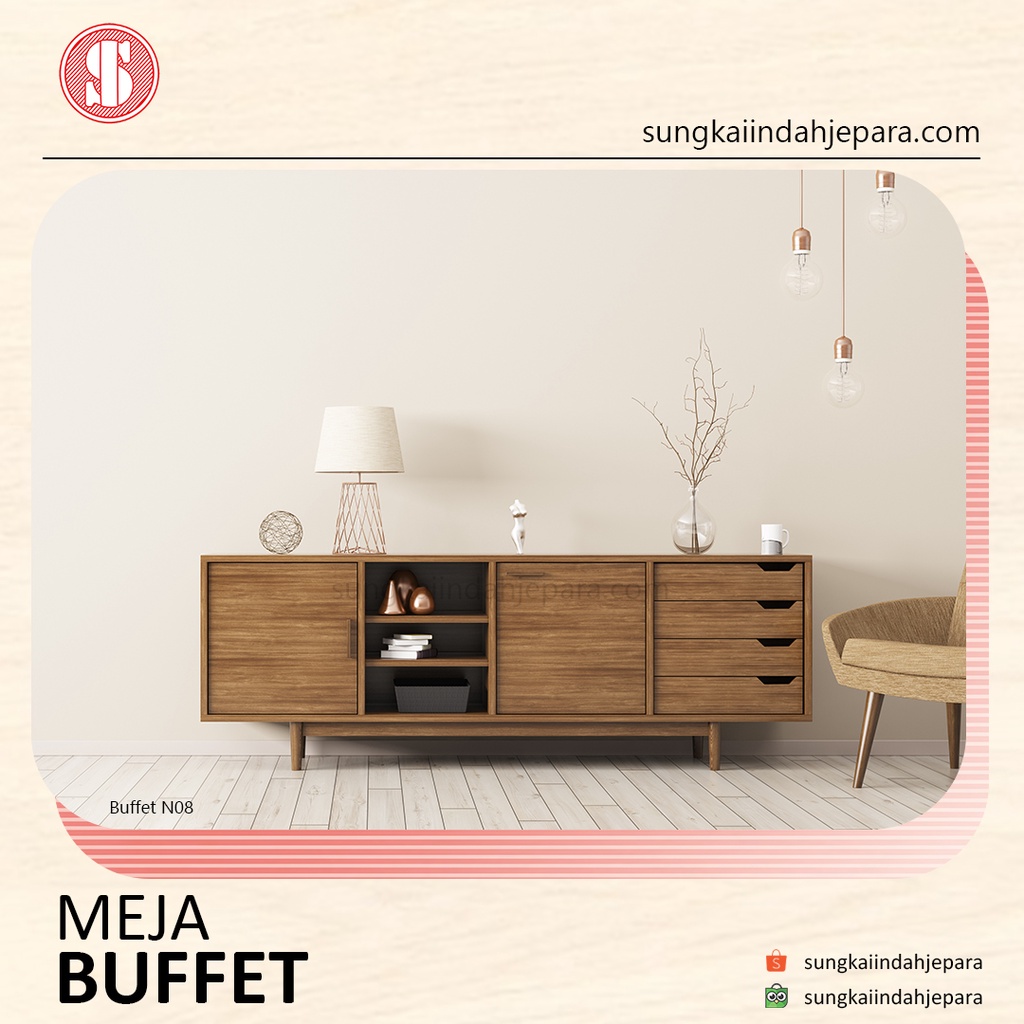 Jual Meja Buffet Natural Minimalis N08 Matrial Plywood Blockboard ...
