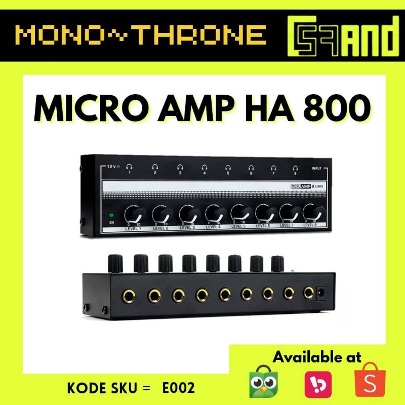 Jual HA800 Micro Amp Ampli Amplifier Audio Headphone Stereo 8 Chanel ...