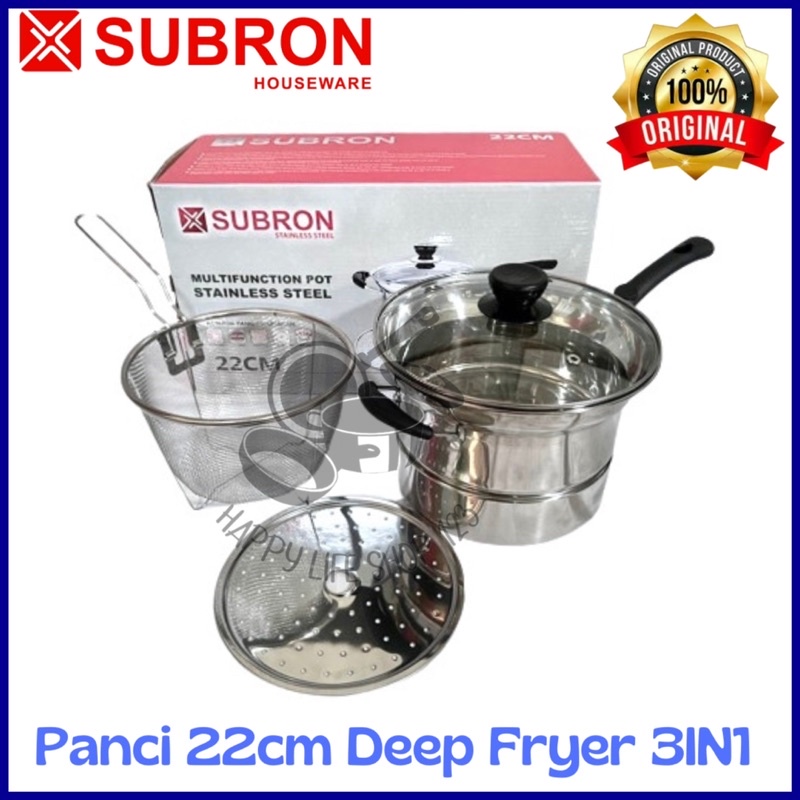 Jual SUBRON Panci Pot Deep Fryer 22cm 3IN1 / Deep Fryer 22cm / Panci ...