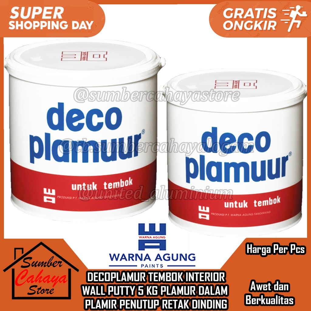 Jual CAT PLAMIR DEMPUL DECOPLAMUUR TEMBOK WALL PUTTY 5 KG PLAMUR ...