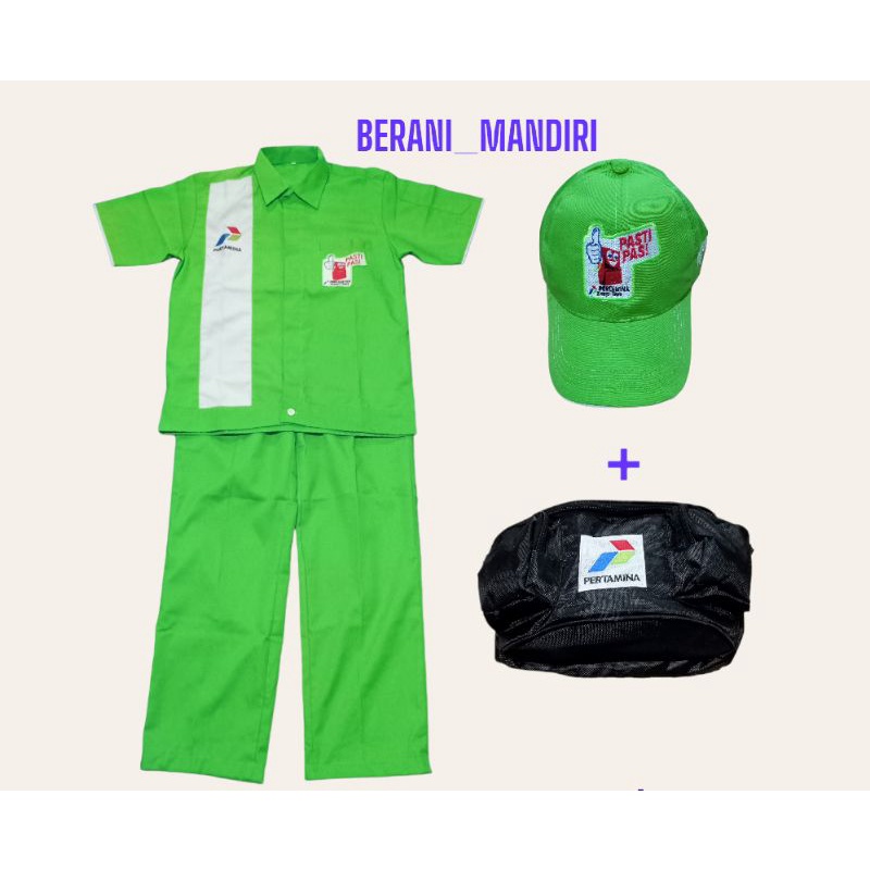 Jual Seragam +Topi+Tas SPBU Pertamina 1 Set Office boy Pasti Pas / Baju ...