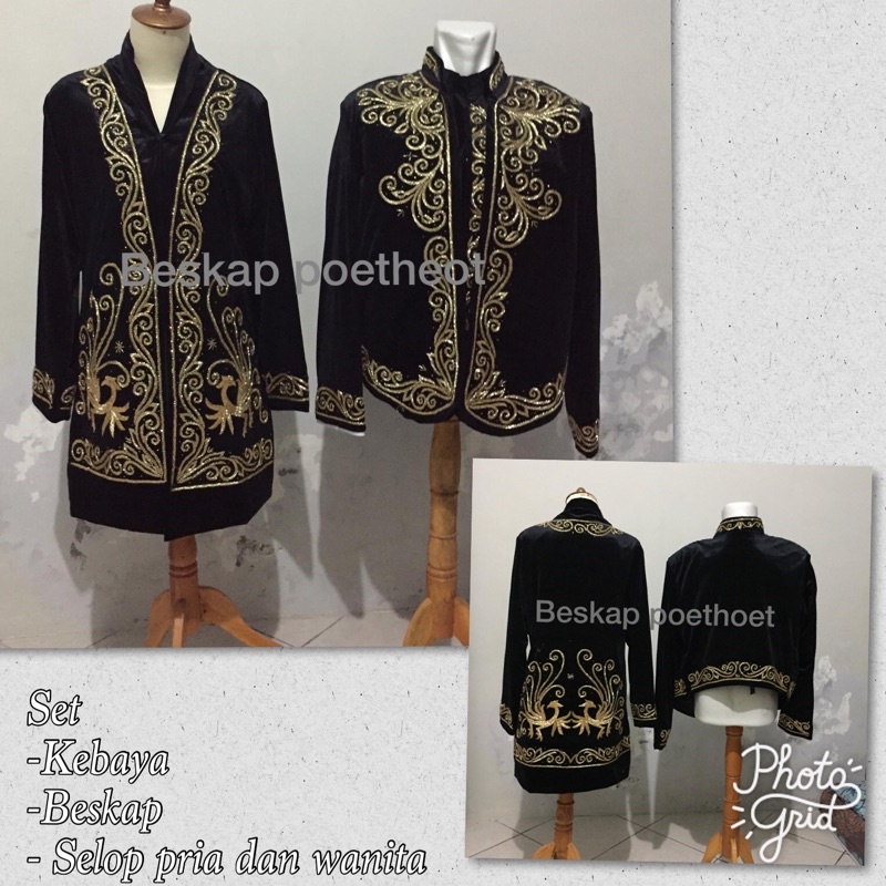 Jual setelan baju pengantin adat jawa bludru hitam payet gold | Shopee ...