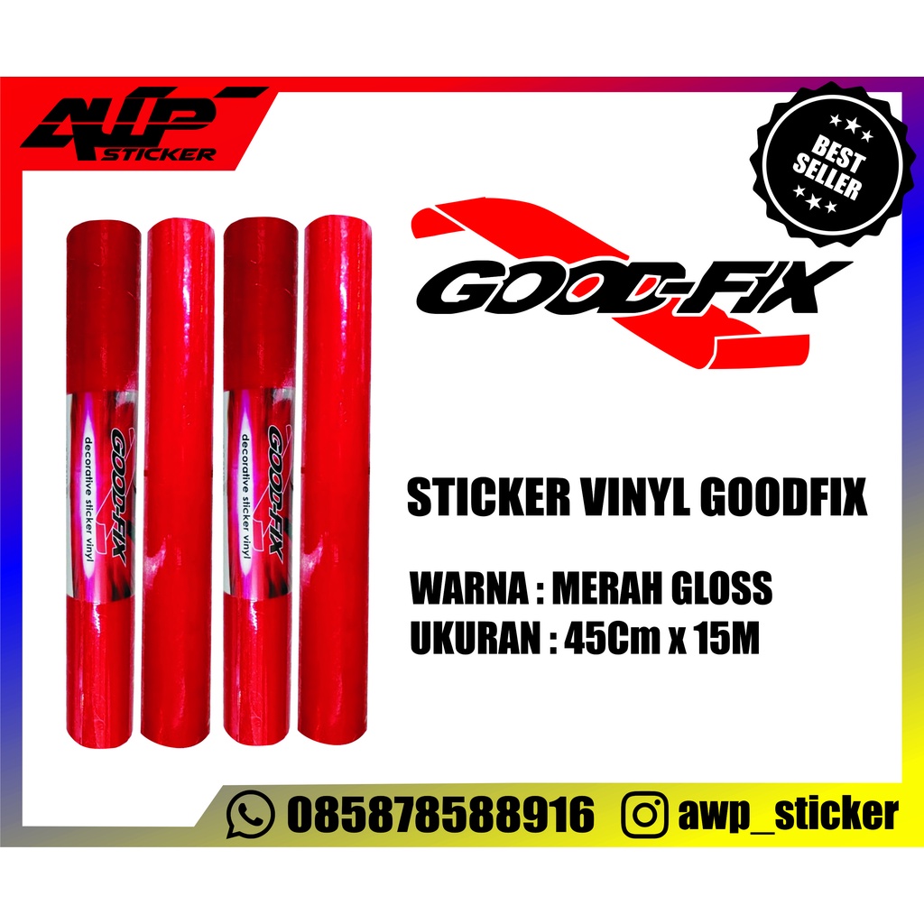 Jual Bahan Sticker Stiker Vinyl Merk Good Fix Merah Glossy | Shopee ...