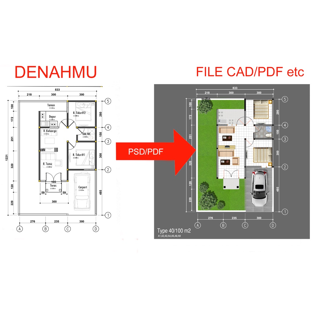 Jual Jasa Gambar Desain Arsitek Denah Bangunan 2D Site Layout Rumah ...