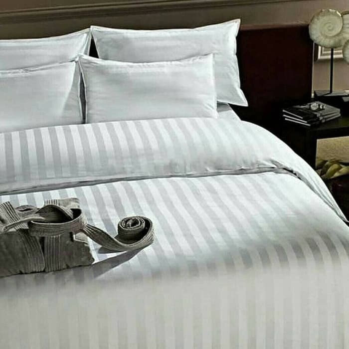 Jual Sprei Hotel Polos Katun Dobby Stripe Putih Uk.160x200x30 cm ...