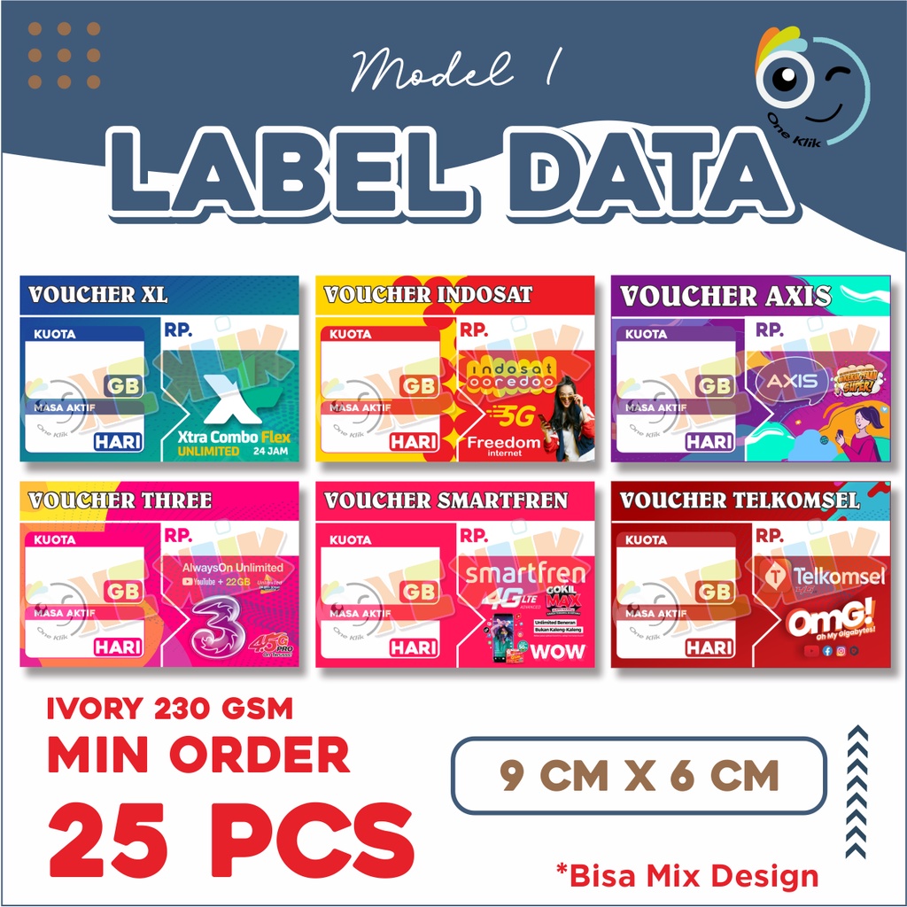 Jual Label Data Harga Paket Data Etalase Konter Murah / Label Voucher ...