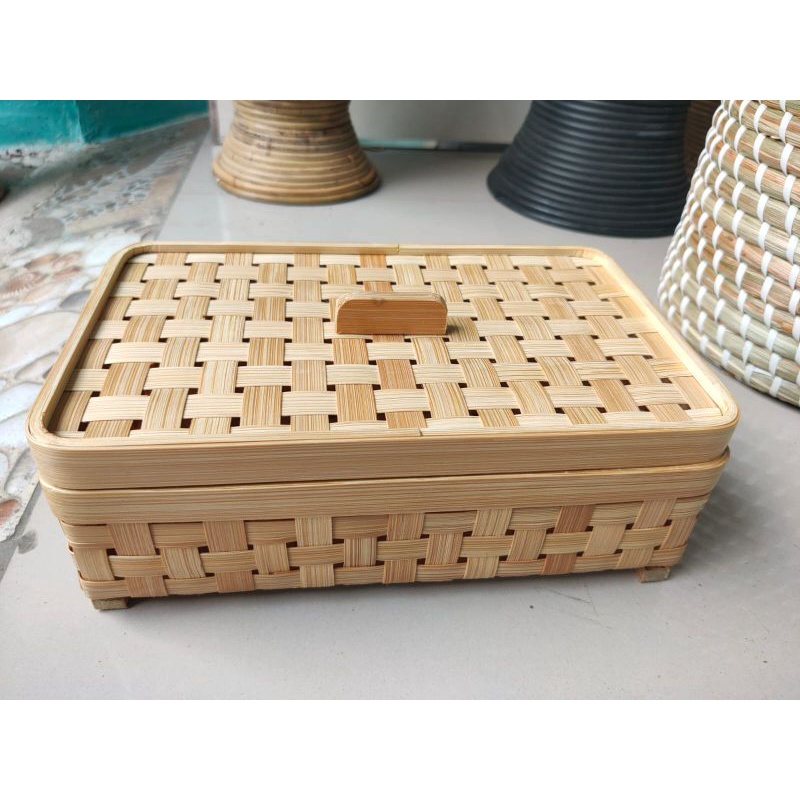 Jual Box Organizer Bamboo Japanese Lid Kotak Penyimpanan Bambu Dengan ...