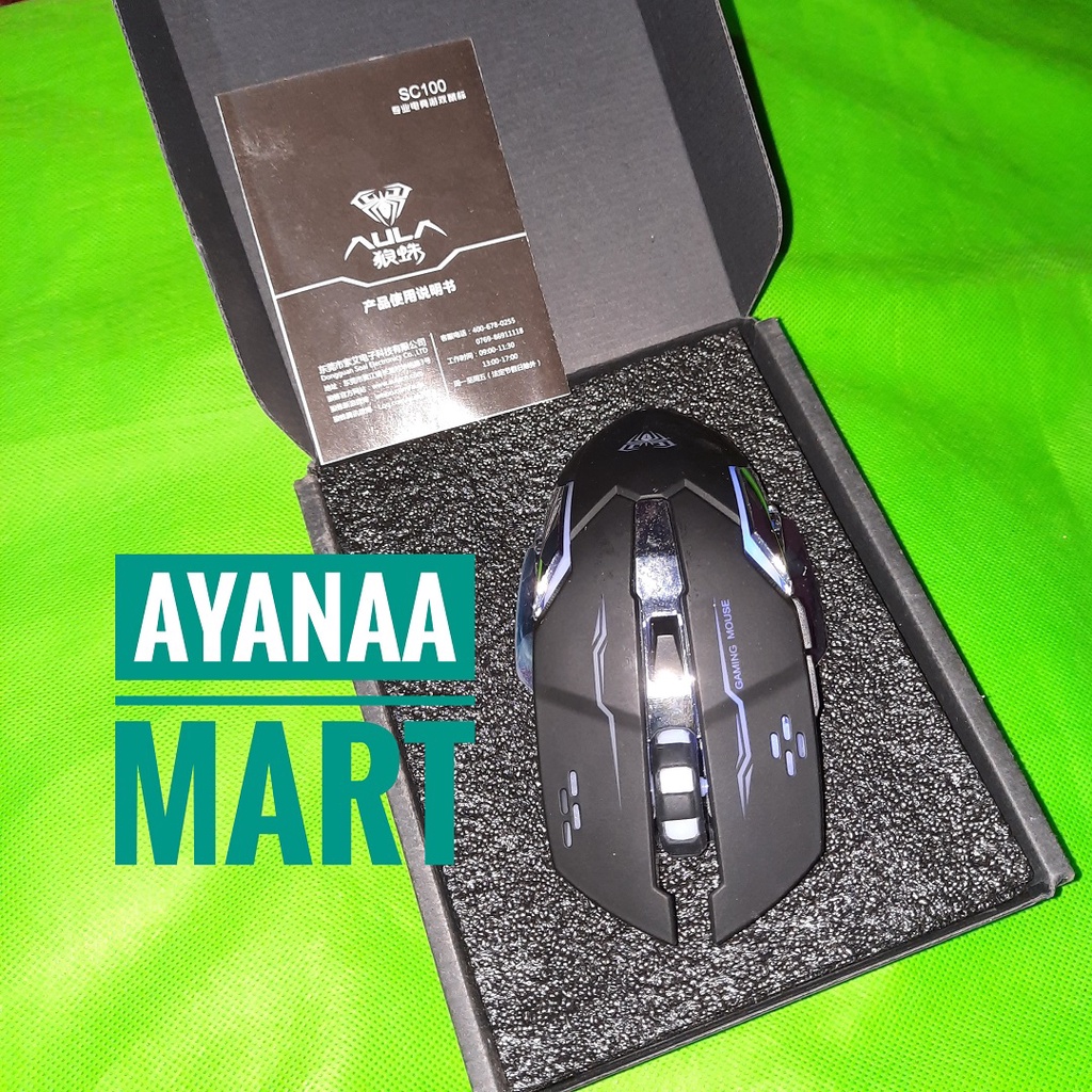 Jual Mouse Gaming AULA Wireless SC-100 Rechargeable Lithium original ...
