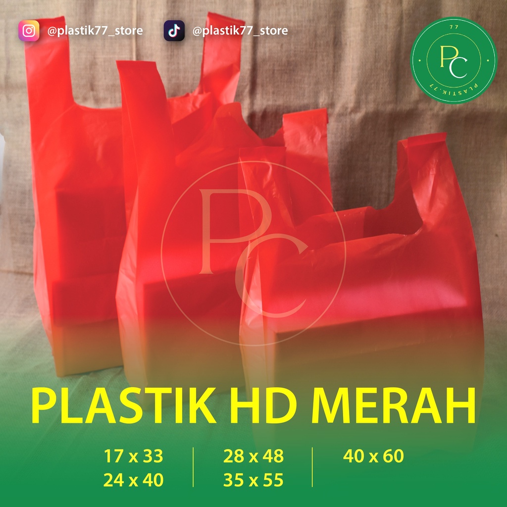 Jual Plastik Tenteng Kantong Kresek Hd Merah 5 ukuran(ukuran 40x60) 1 pack isi 50pcs | Shopee ...