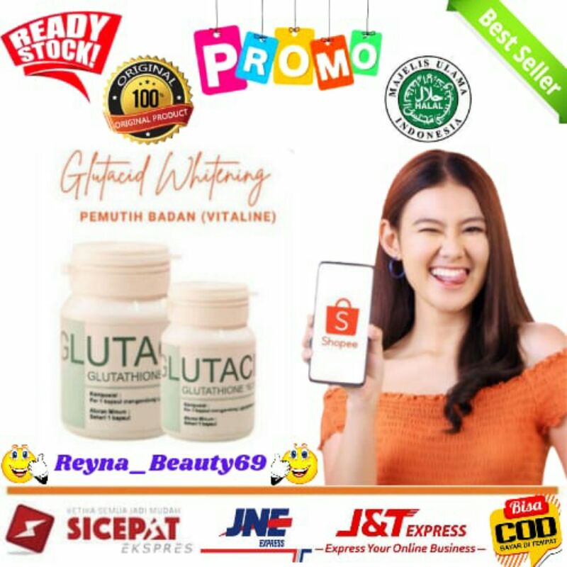 Jual Glutacid Original whitening booster Glutathione 16000mg (30 Kapsul ...