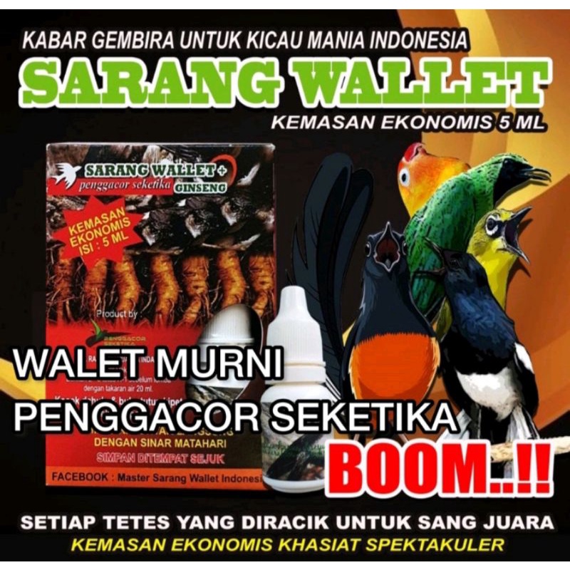Jual SARANG WALLET PENGGACOR SEKETIKA 5ML/VITAMIN BURUNG | Shopee Indonesia