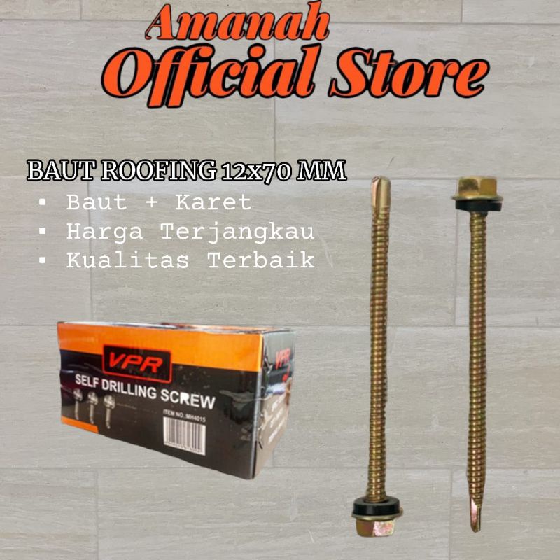 Jual baut roofing 12x70 baut roofing 7cm 1 pcs atap baja ringan alderon ...