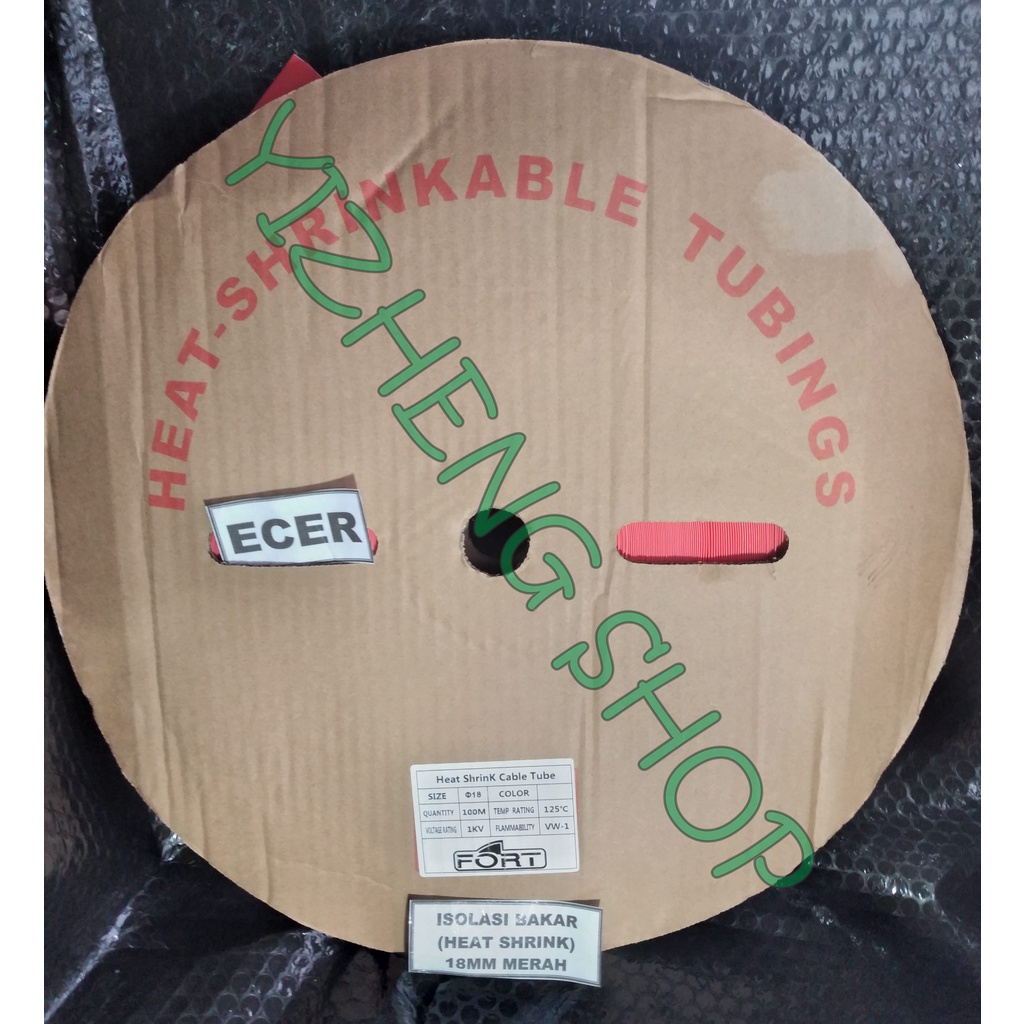 Jual ISOLASI BAKAR ( HEAT SHRINK ) 18MM MERAH ECERAN (HARGA PER METER ...