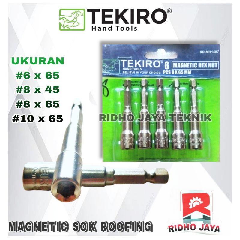Jual Kunci Mata Roofing TEKIRO 8 mm x 45 mm 6mm x 65mm - Magnetic Hex Nut | Shopee Indonesia