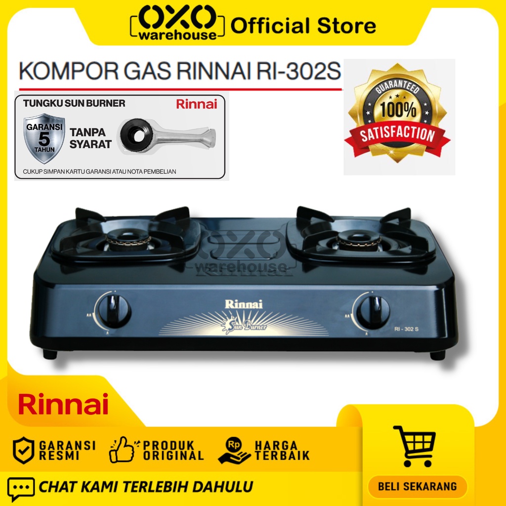 Jual Rinnai Kompor Gas RI-302S 2 Tungku Garansi Resmi | Shopee Indonesia