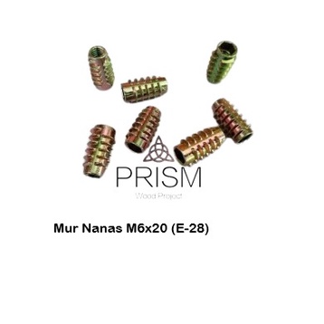 Jual Mur nanas M6x20 (E-28) mur tanam knockdown 6mm insert nut mur ...