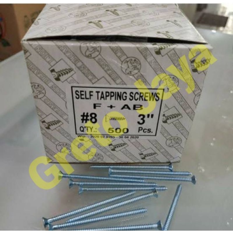 Jual ( Skrup Trepes 8x3 ) 1 Dos MOON LION Screw FH Tapping Sekrup ...