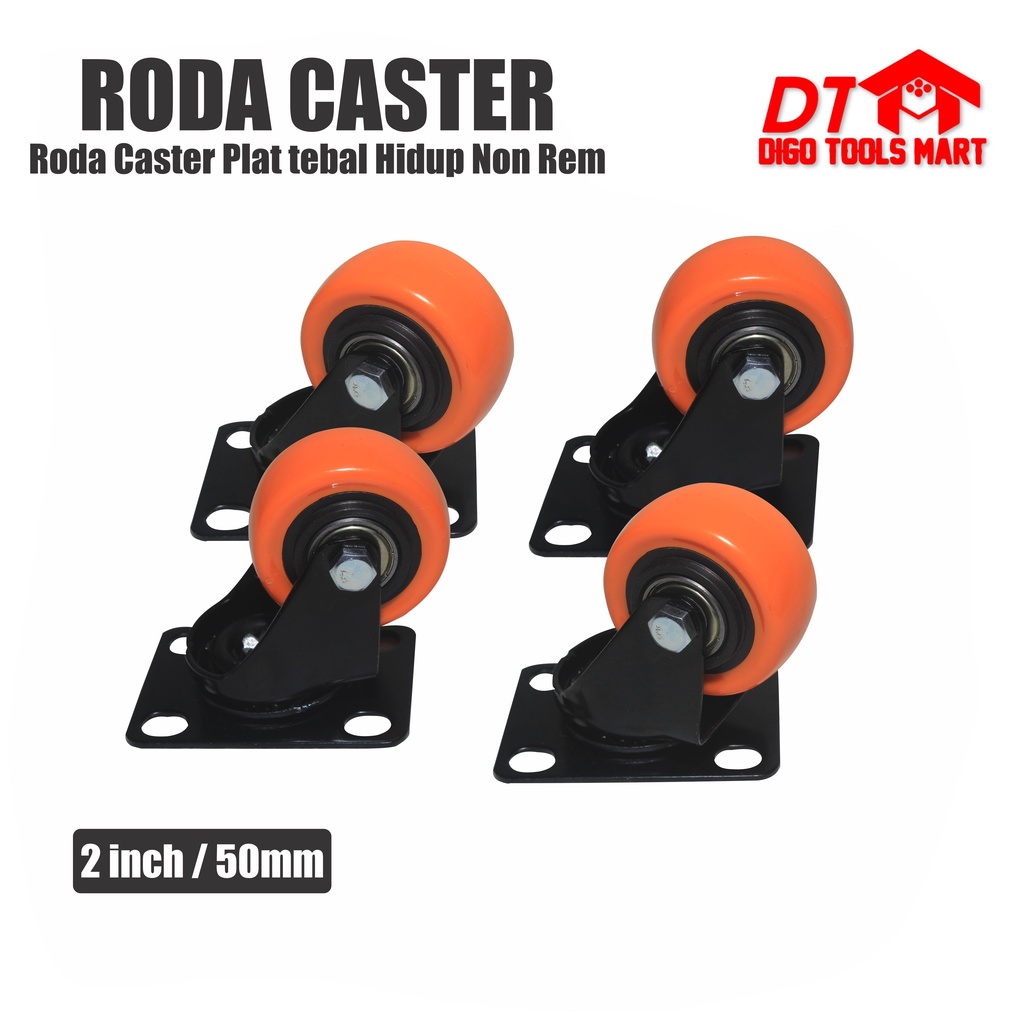 Jual Roda Caster Plat Tebal Hidup 2 Inci Non Rem Roda Nilon Tebal 4 Pcs ...