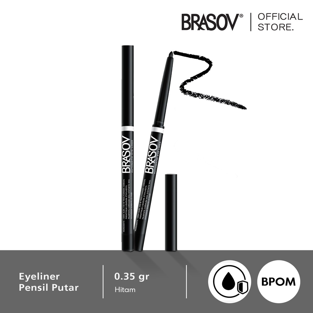 Jual BRASOV Pensil Eyeliner Putar Netto 0.35 G Waterproof Automatic Eye ...