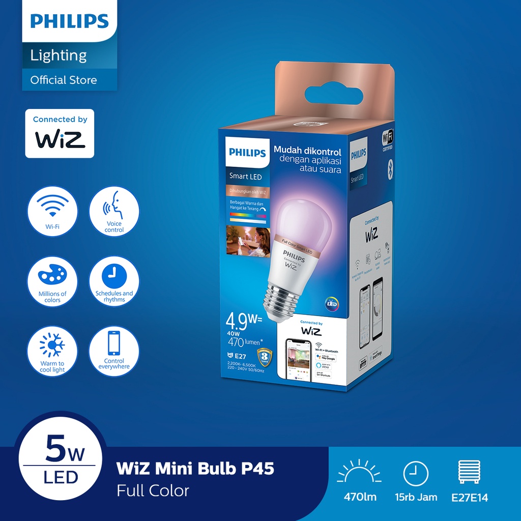 Jual Philips Smart WiFi Minibulb 5W P45 Tunable Color | Shopee Indonesia
