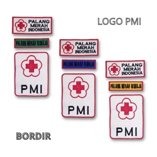 Jual (BISA COD) 1 Set Atribut Badge Logo PMI PMR Bordir Bed Bet Patch ...