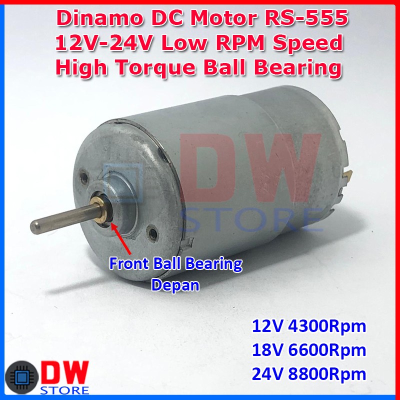 Jual Dinamo DC Motor RS555 RS-555 DC 12V - 24V Low RPM Speed High Torque | Shopee Indonesia