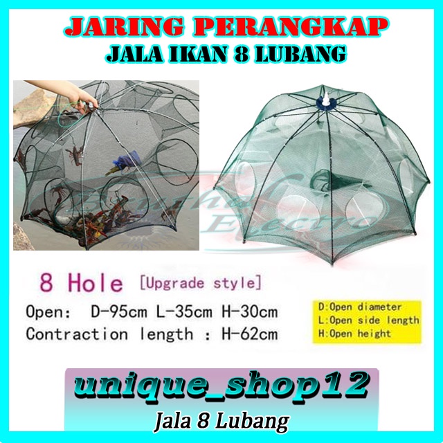 Jual Jala Jaring Perangkap Ikan Bubu Ikan Fishing 8 Hole Lubang ...