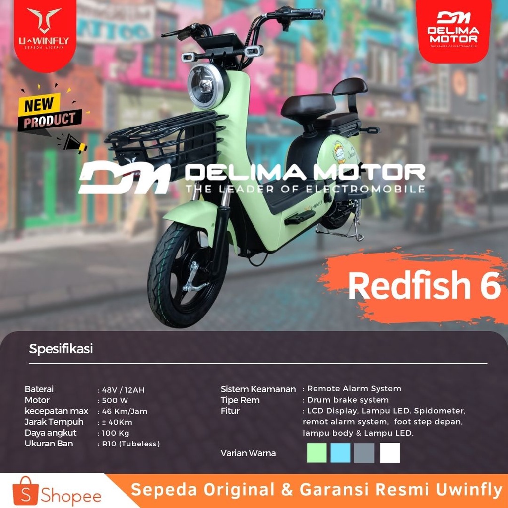 Jual SEPEDA LISTRIK UWINFLY REDFISH 6 / REDFISH 6 / RF-6 GARANSI RESMI ...