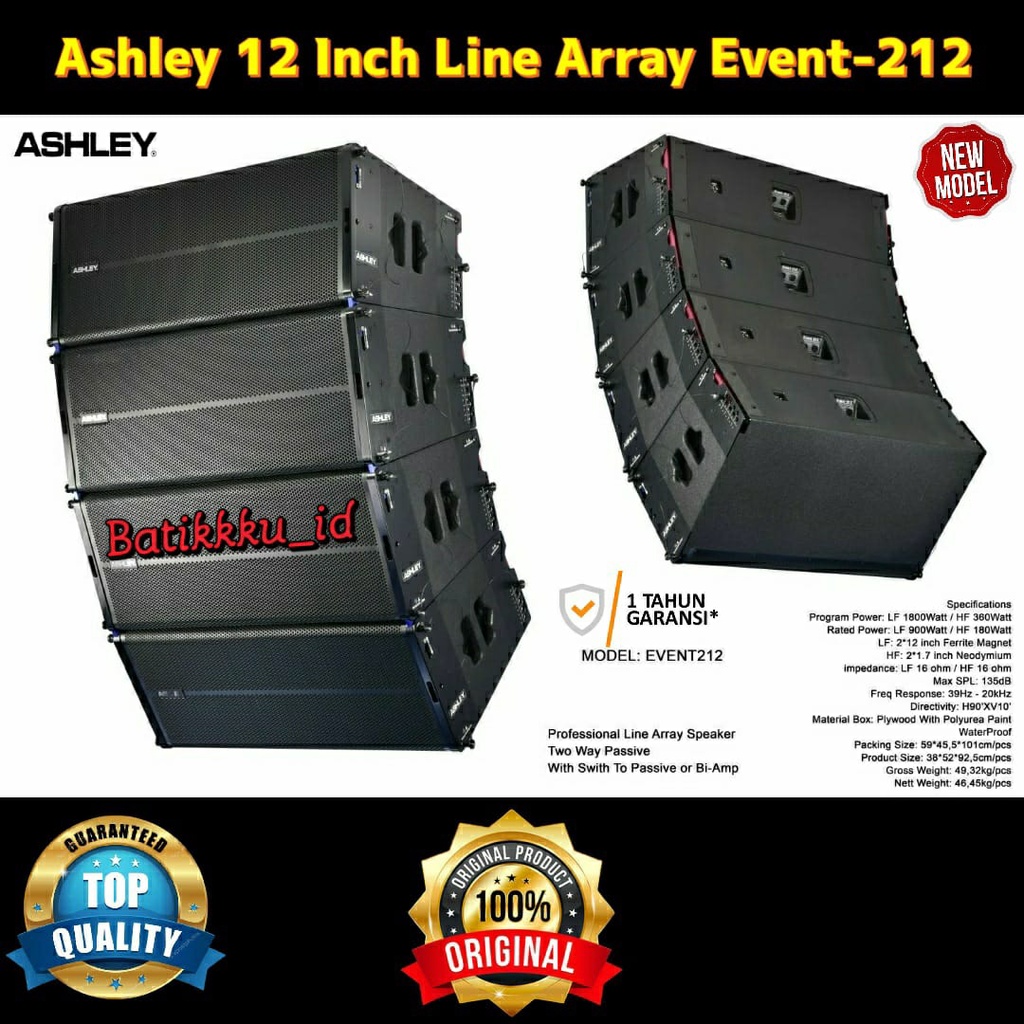 Jual Speaker Line Array ASHLEY EVENT 212 EVENT212 ORIGINAL 12 INCH PASSIVE | Shopee Indonesia