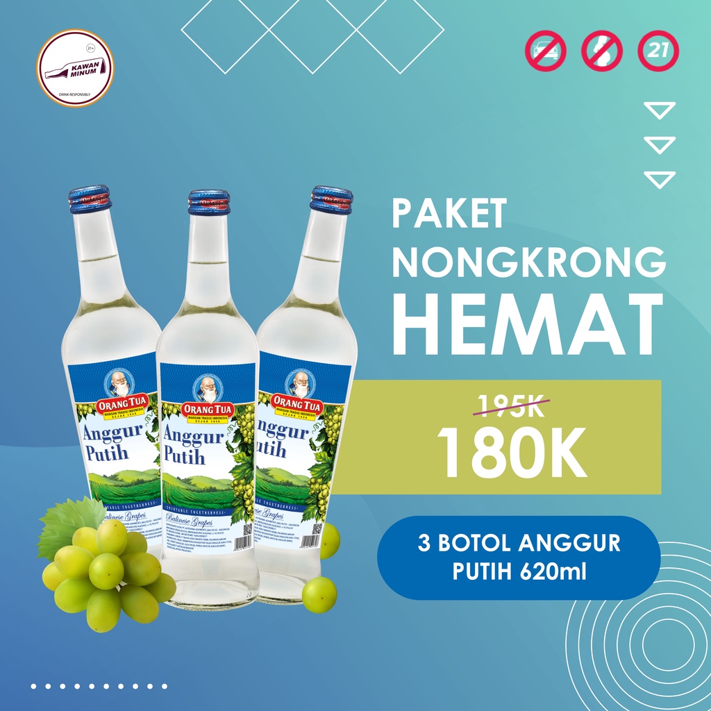 Jual Paket Nongkrong Hemat (3 Botol Anggur Putih 620mL) | Shopee Indonesia