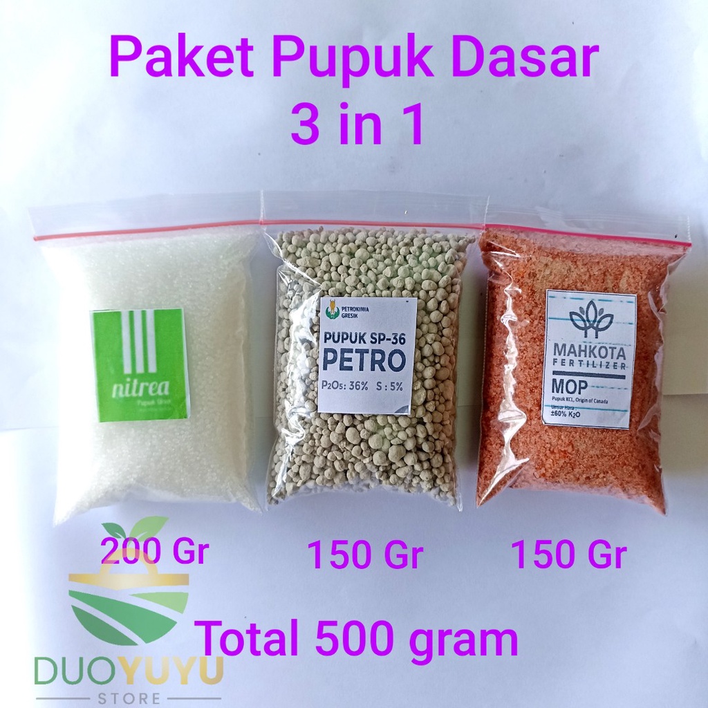 Jual Paket Pupuk Dasar dan Susulan 3 in 1 Urea, SP36 dan KCL 500 g ...