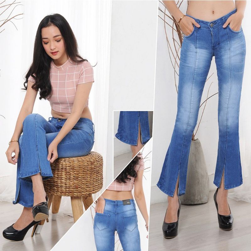 Jual Celana Wanita Jeans Cutbry Belah Tulang | Shopee Indonesia