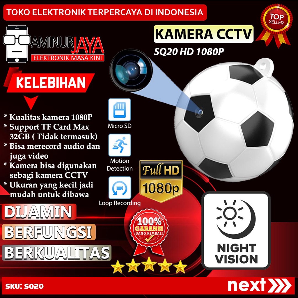 Jual SQ20 Kamera Mini Tersembunyi Bentuk Bola Full HD 1080P SPY CAM ...