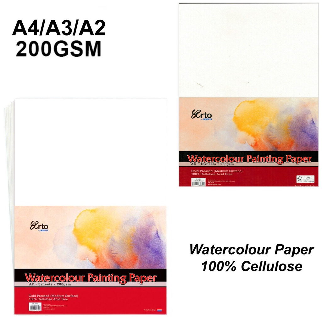 Jual ARTO A2 200 GSM 5S CELLULOSE W/C PAPER / WATERCOLOR PAPER A2 ...