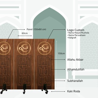 Jual Partisi Custom Logo Masjid, Mushola Atau Kantor -Panel 150X60Cm ...