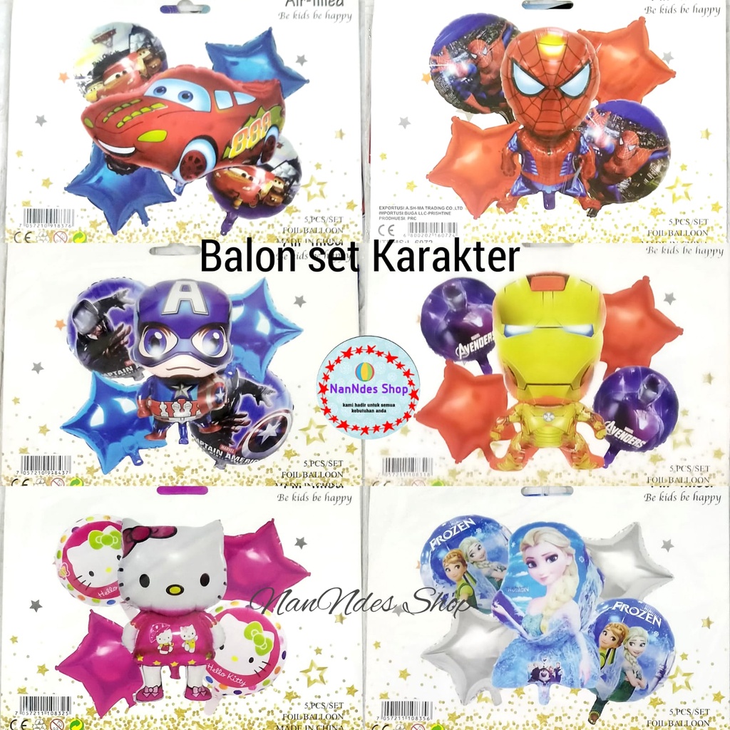 Jual BALON FOIL SET KARAKTER / BALON SET BIRTHDAY PARTY PESTA ULANG ...