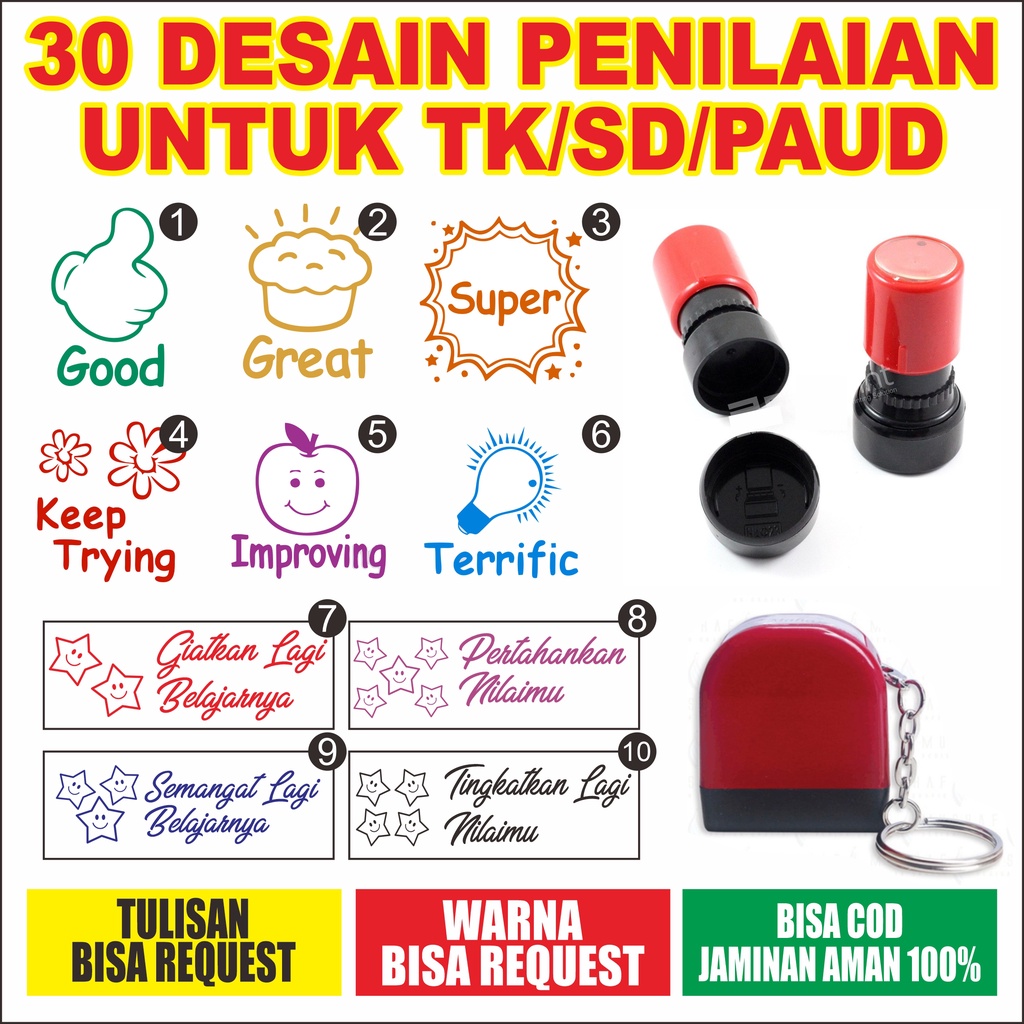 Jual stempel penilaian anak paud tk sd , stempel nilai guru stempel ...