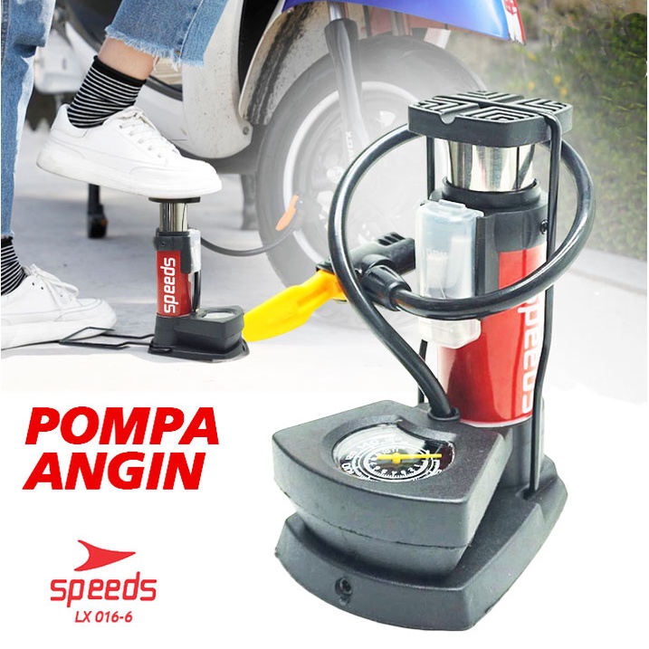 Jual SPEEDS Pompa Ban Mini Foot Pump Portable High Pressure Pompa Angin ...