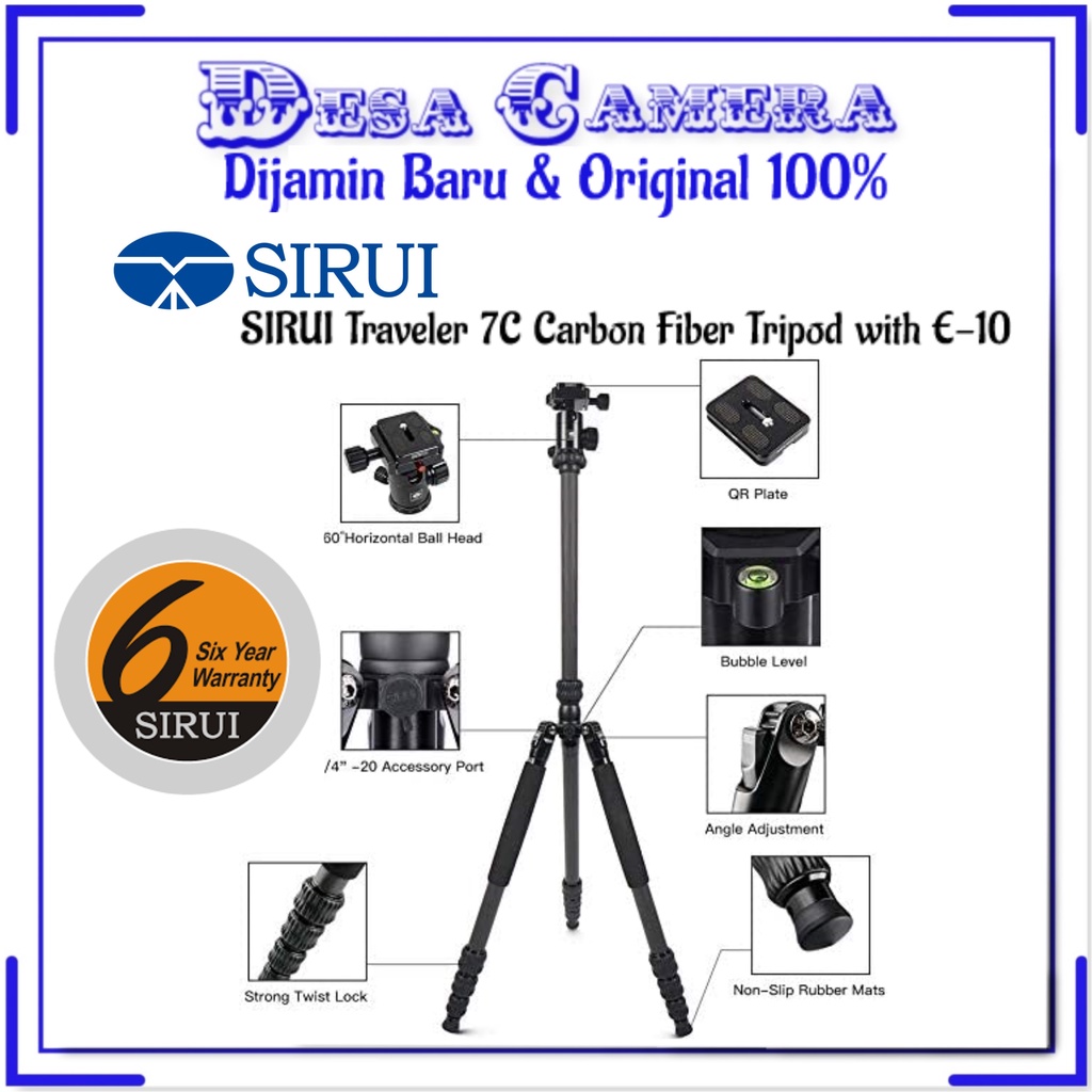 Jual SIRUI Traveler 7C Carbon Fiber Tripod with E-10 | Shopee Indonesia